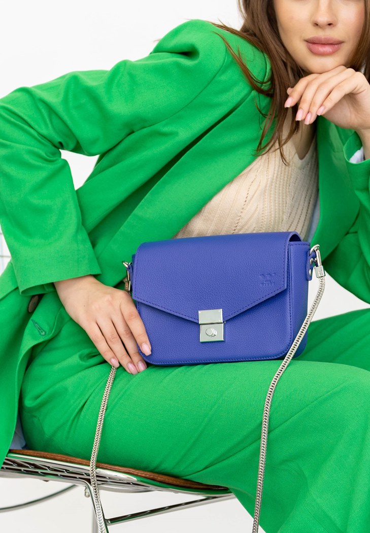 Жіноча шкіряна сумочка Yoko фіолетовий флотар (TW-Yoko-violet-flo ...